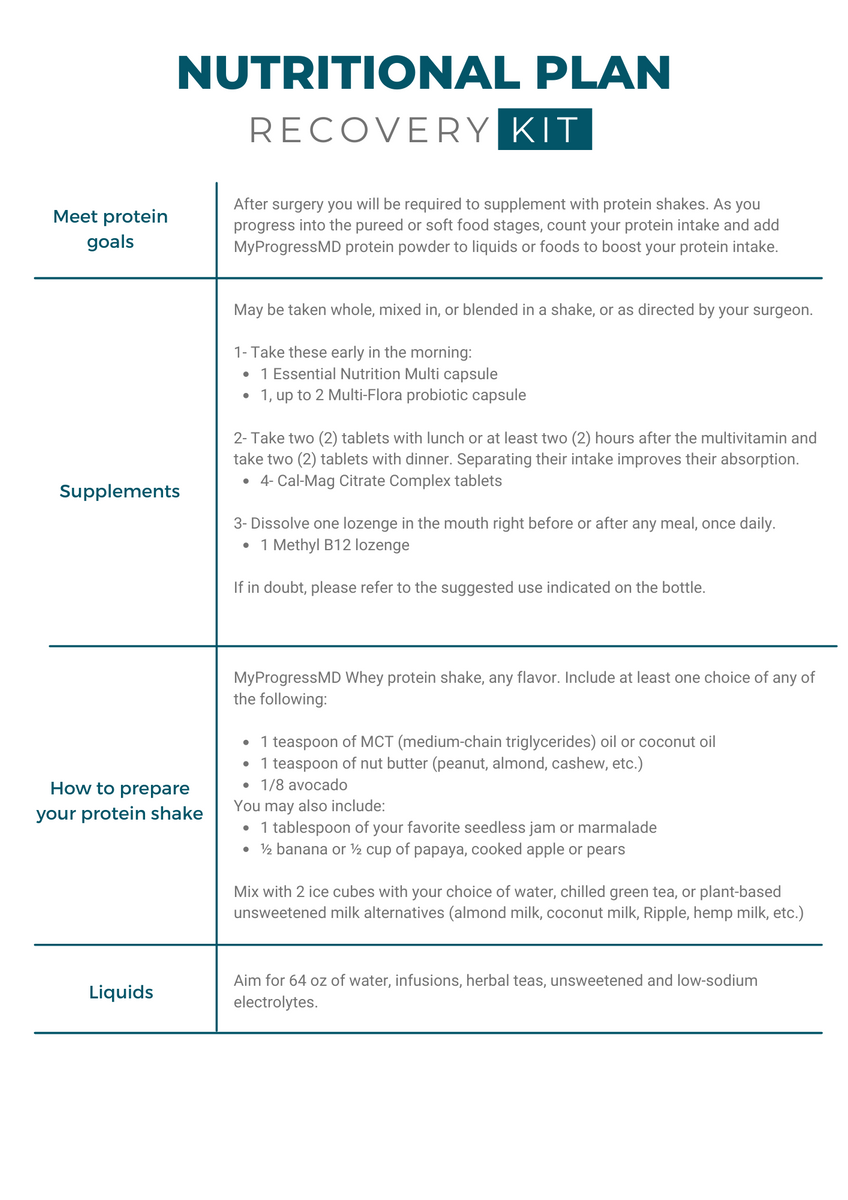 Post Bariatric Surgery Recovery Supplements | MyProgressMD